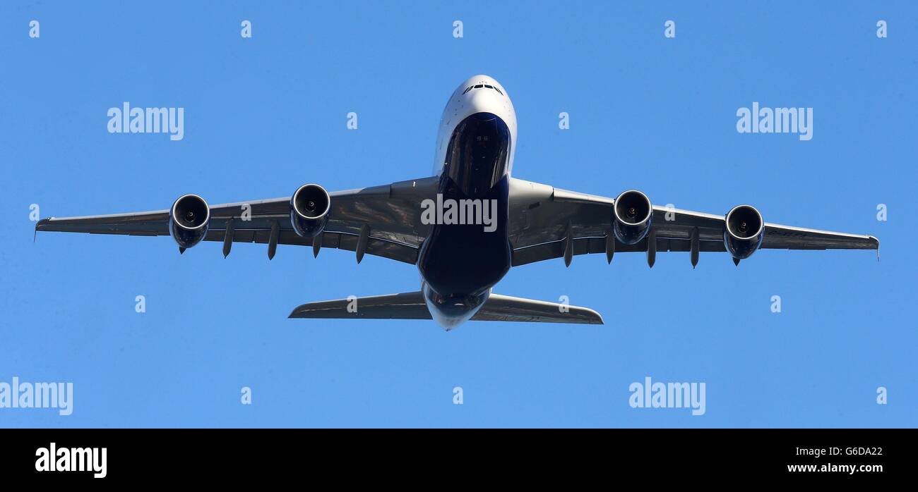 A British Airways A380 at the Flightfest air show over the river Liffey ...