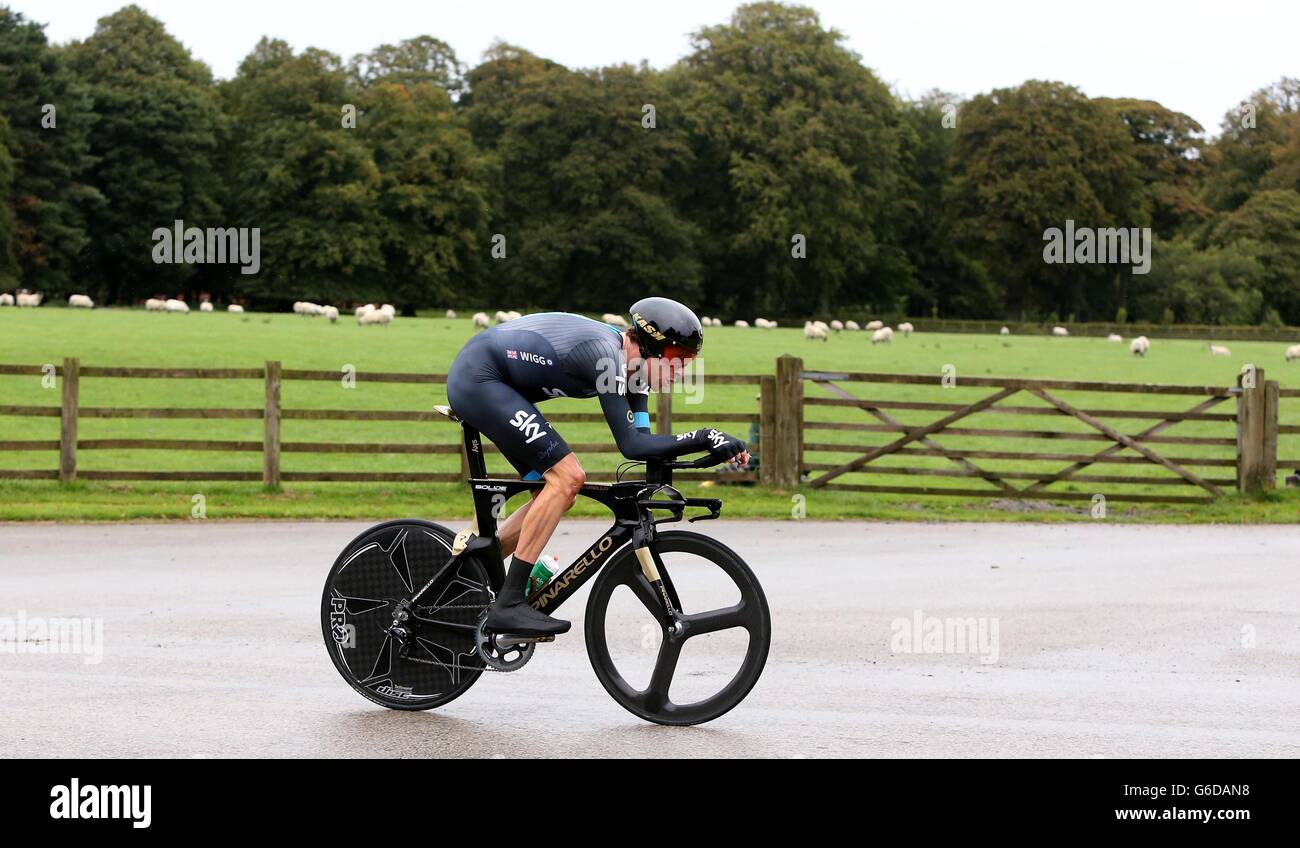 Team Sky's Sir Bradley Wiggins during the Stage Three Individual Time ...