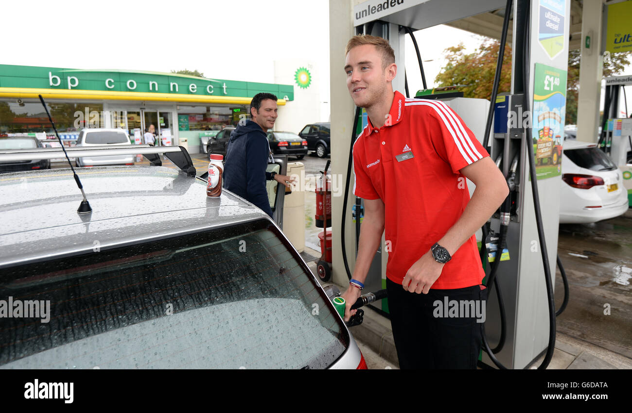 Cricket - Stuart Broad Photocall - Hatton Cross BP Garage Stock Photo ...