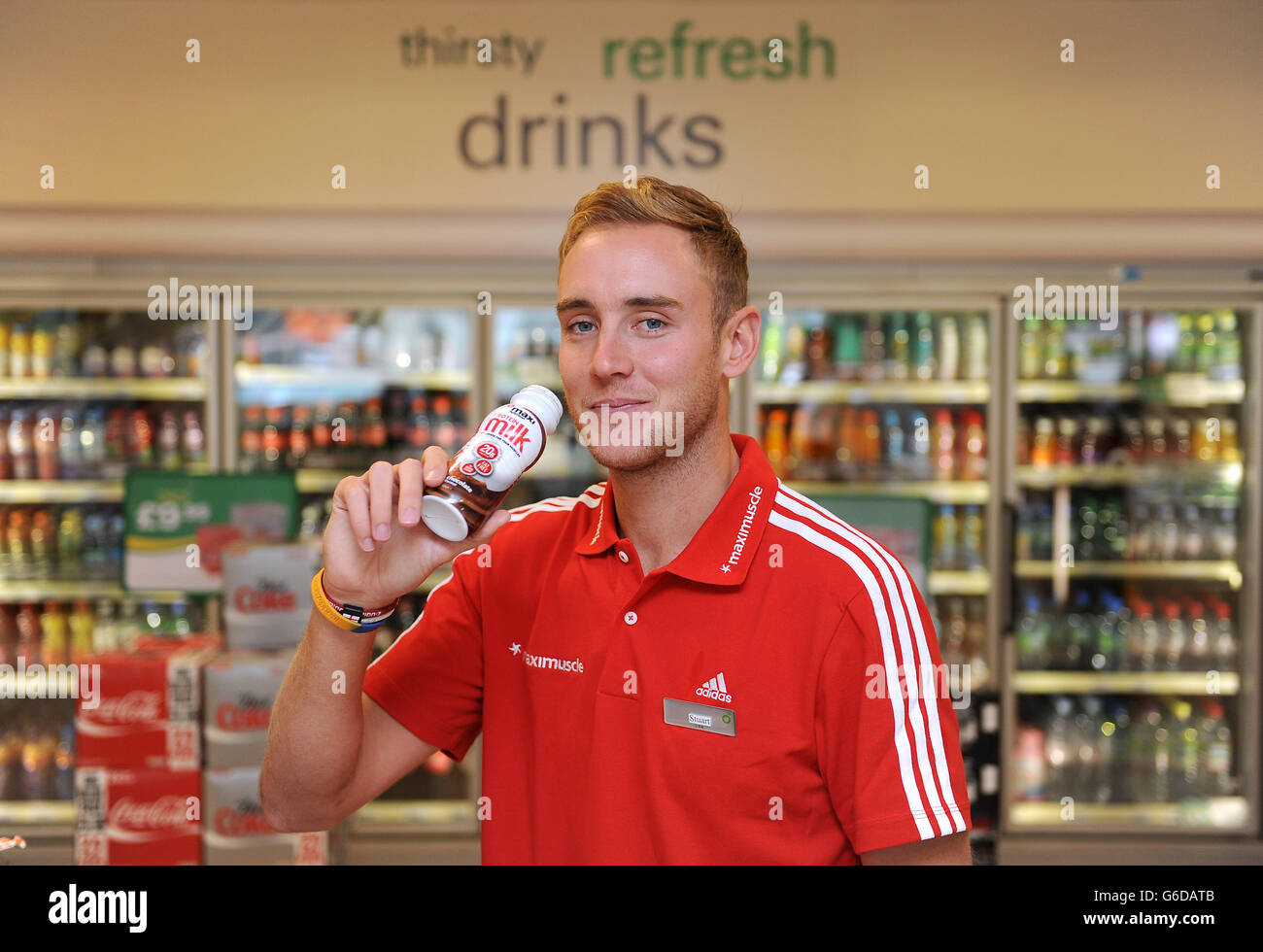 Cricket - Stuart Broad Photocall - Hatton Cross BP Garage Stock Photo ...