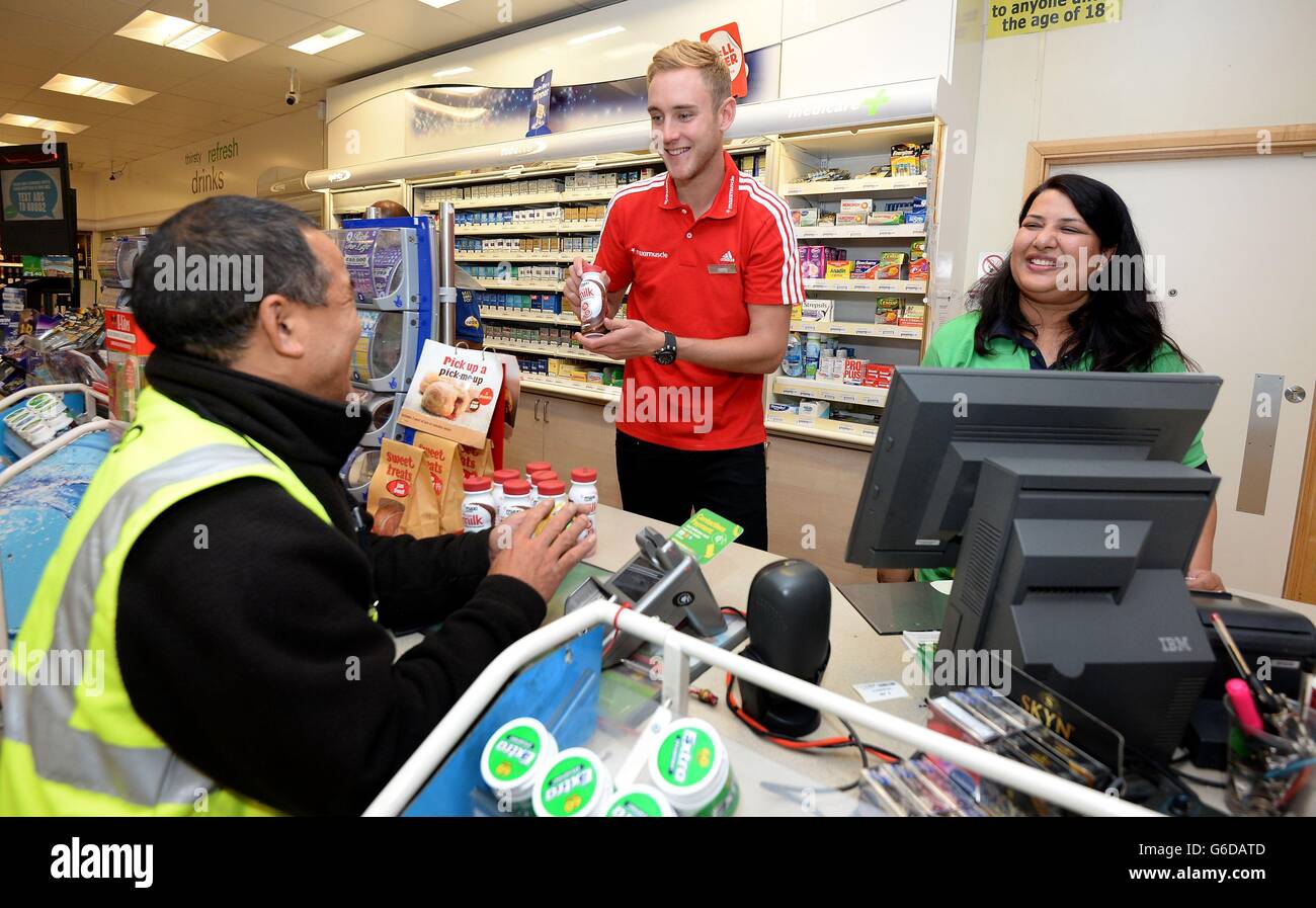 Cricket - Stuart Broad Photocall - Hatton Cross BP Garage Stock Photo ...