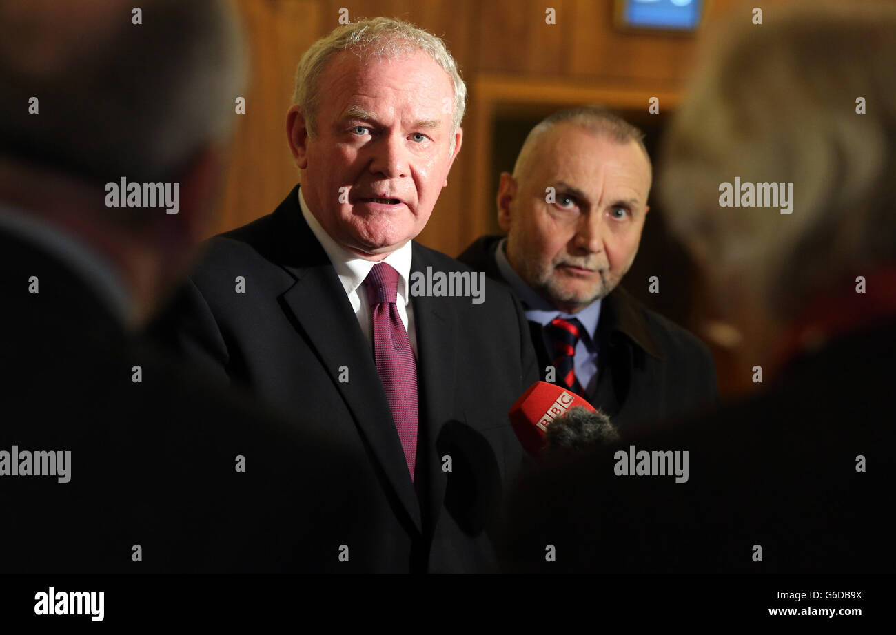 Deputy First Minister Martin McGuinness (centre) with Sean 'Spike ...