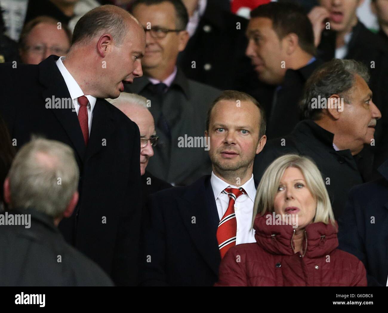 Manchester United chief executive Ed Woodward (centre) in the stands ...
