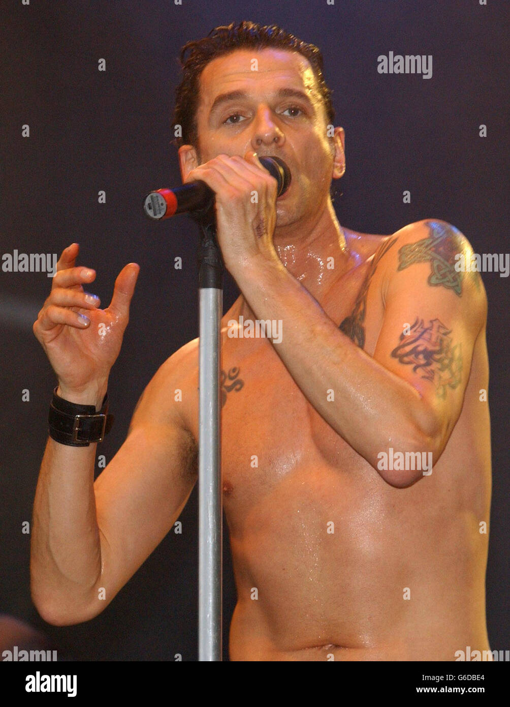 Dave Gahan, lead singer of Depeche Mode, performing a solo set on the ...