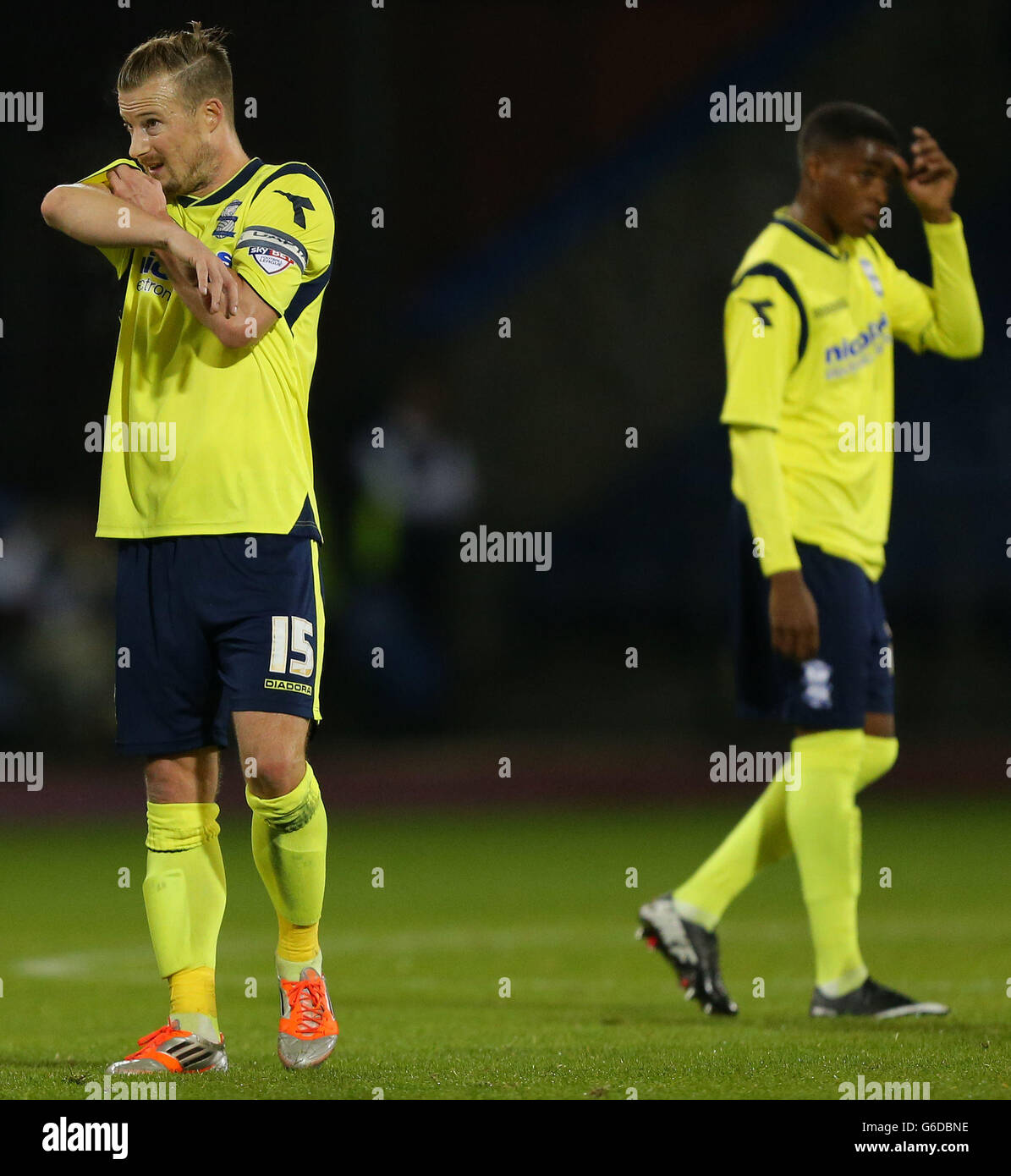 Birmingham City's Wade Elliott (left) and Birmingham City's Reece Brown ...