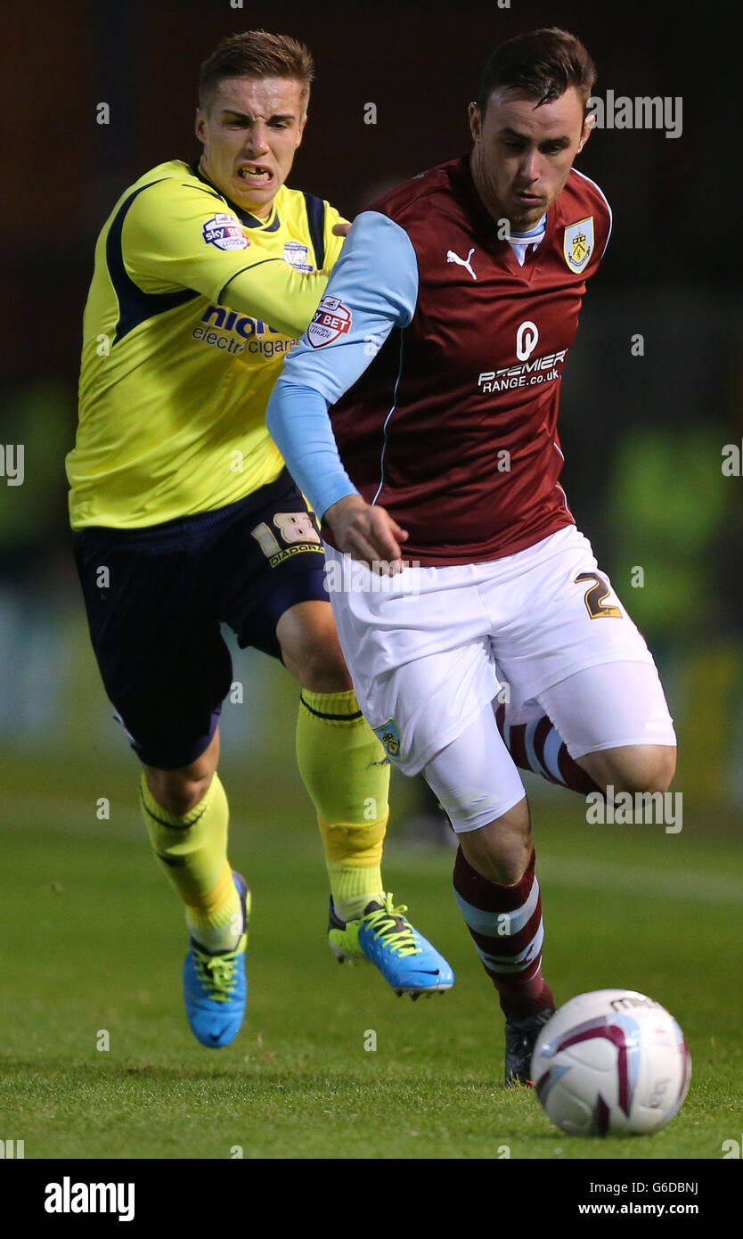 Burnley's Keith Treacy (right) and Birmingham City's Mitch Hancox ...