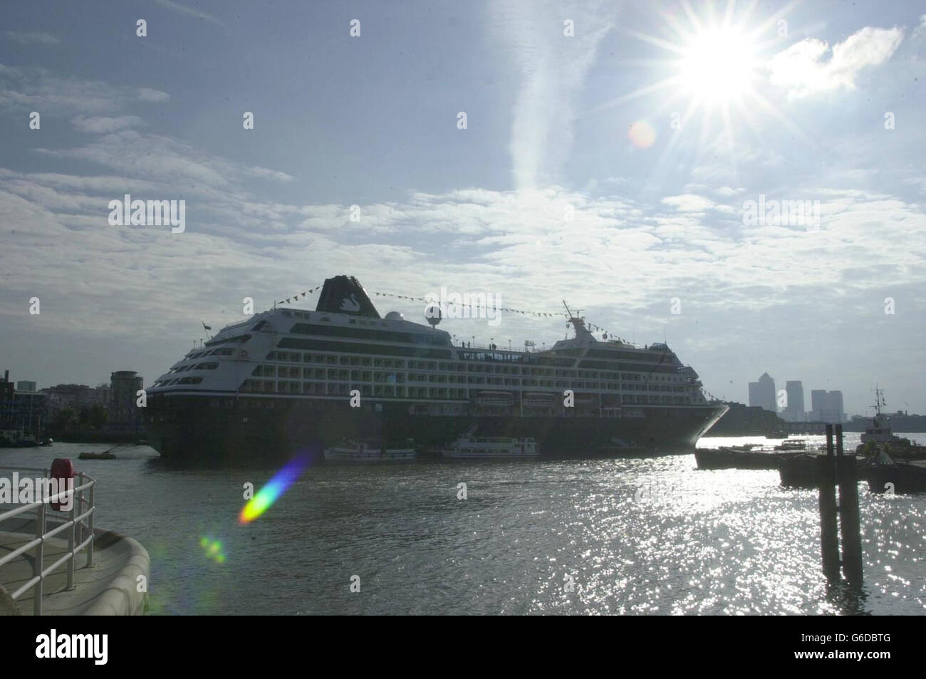 The passenger liner Minerva II moors up opposite Butlers Wharf near ...