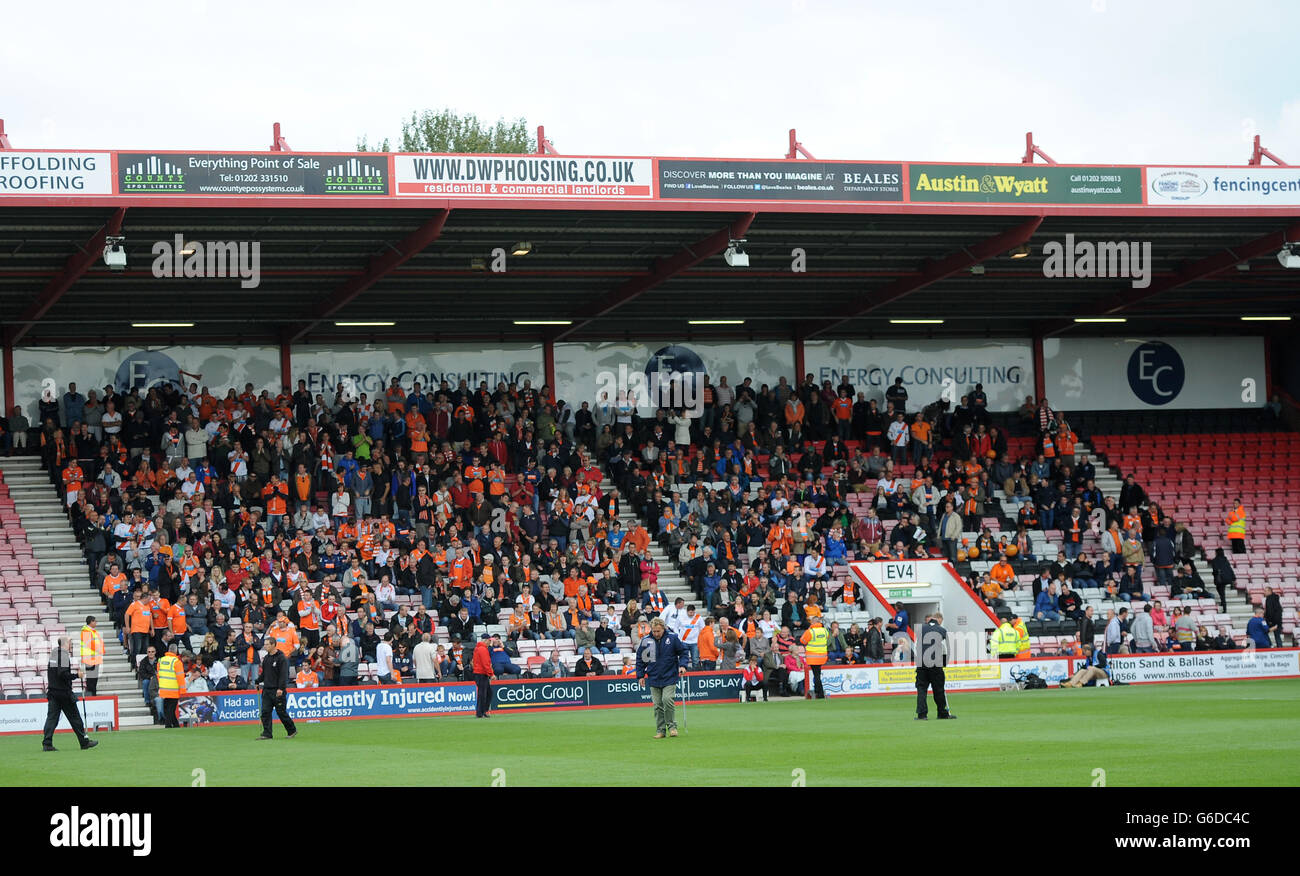 Blackpool fans show support for their team in the stands Stock Photo ...