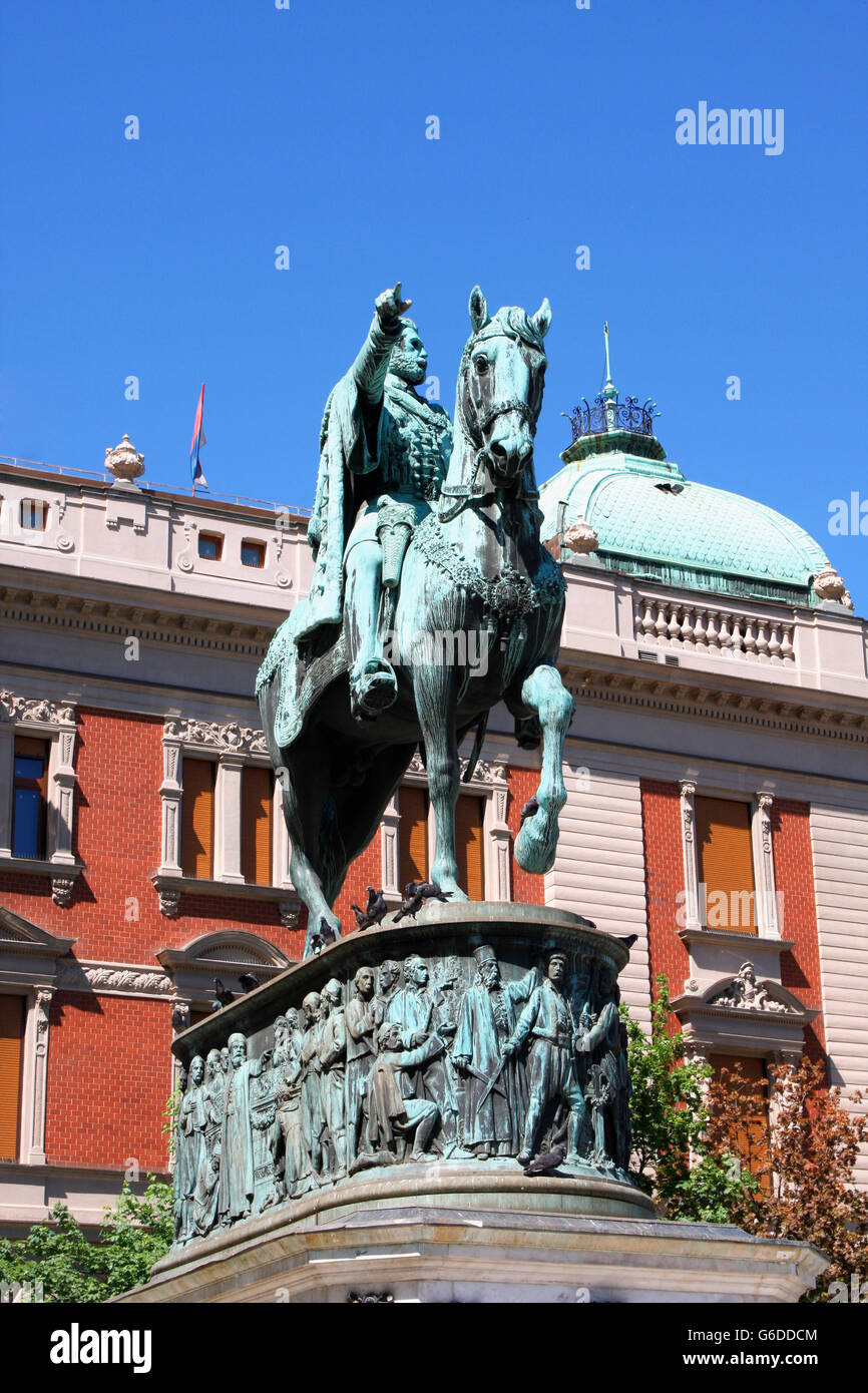 Belgrade, Serbia, The monument of Knez Mihailo, front side Stock Photo ...