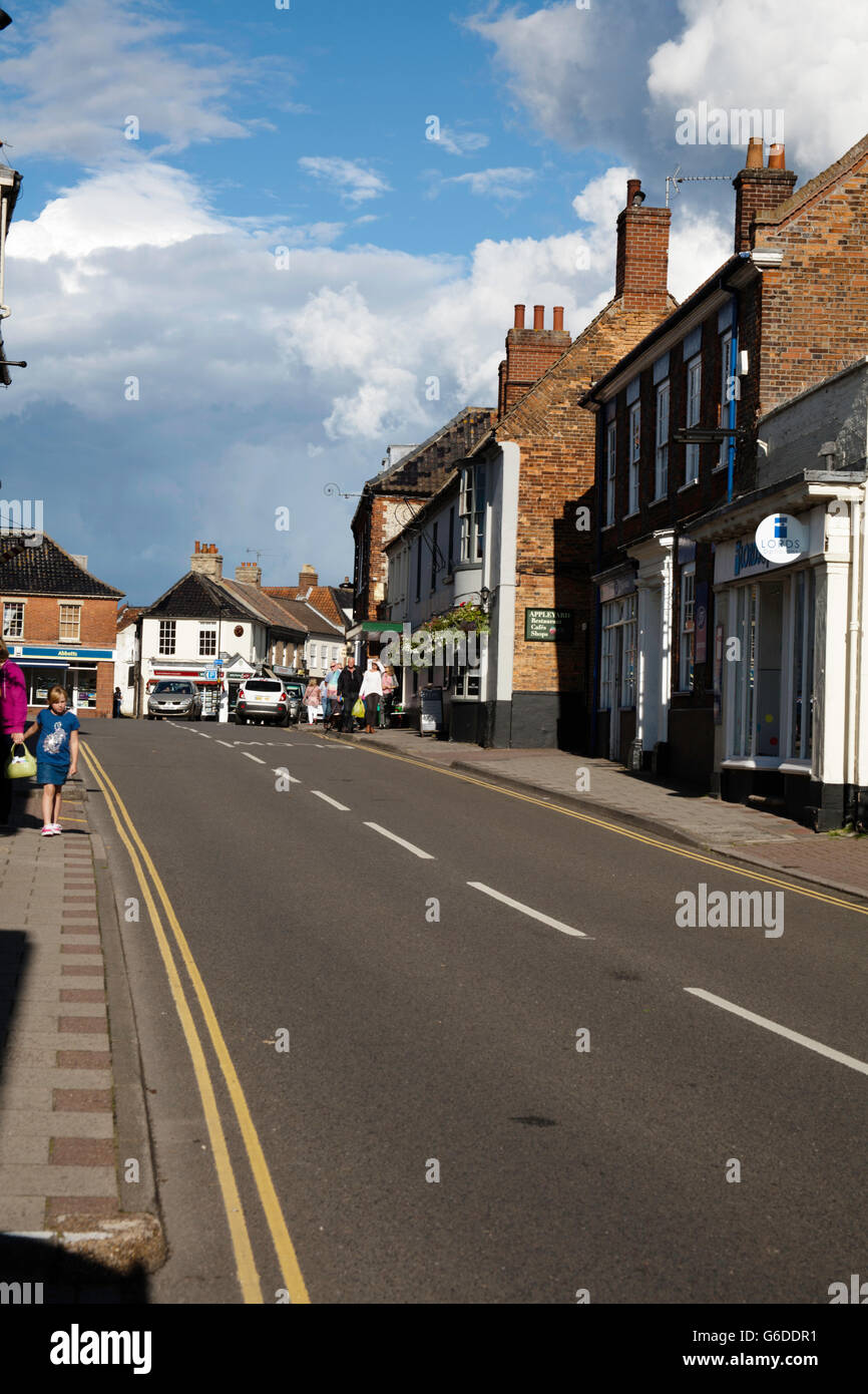 A view along the Market Place in the town of Holt Norfolk England Stock ...