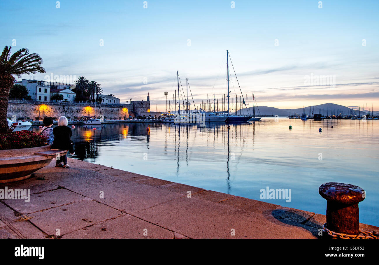 Yachts In The Marina at Night Alghero Sardinia Italy Stock Photo - Alamy