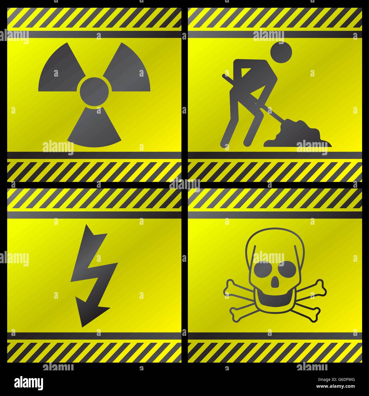 Vector illustration of single isolated danger industry icons Stock ...
