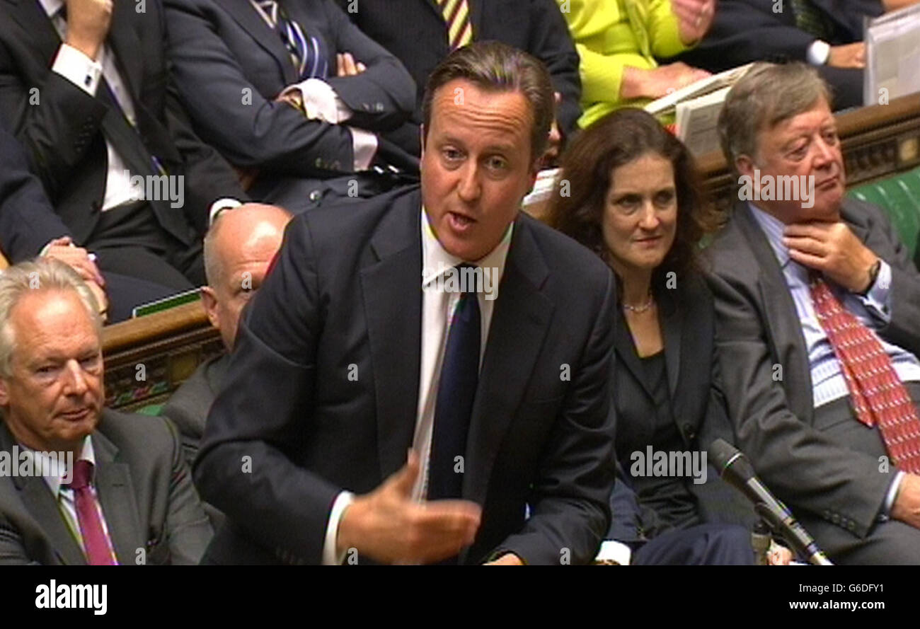 Prime Minister David Cameron speaks during Prime Minister's Questions ...