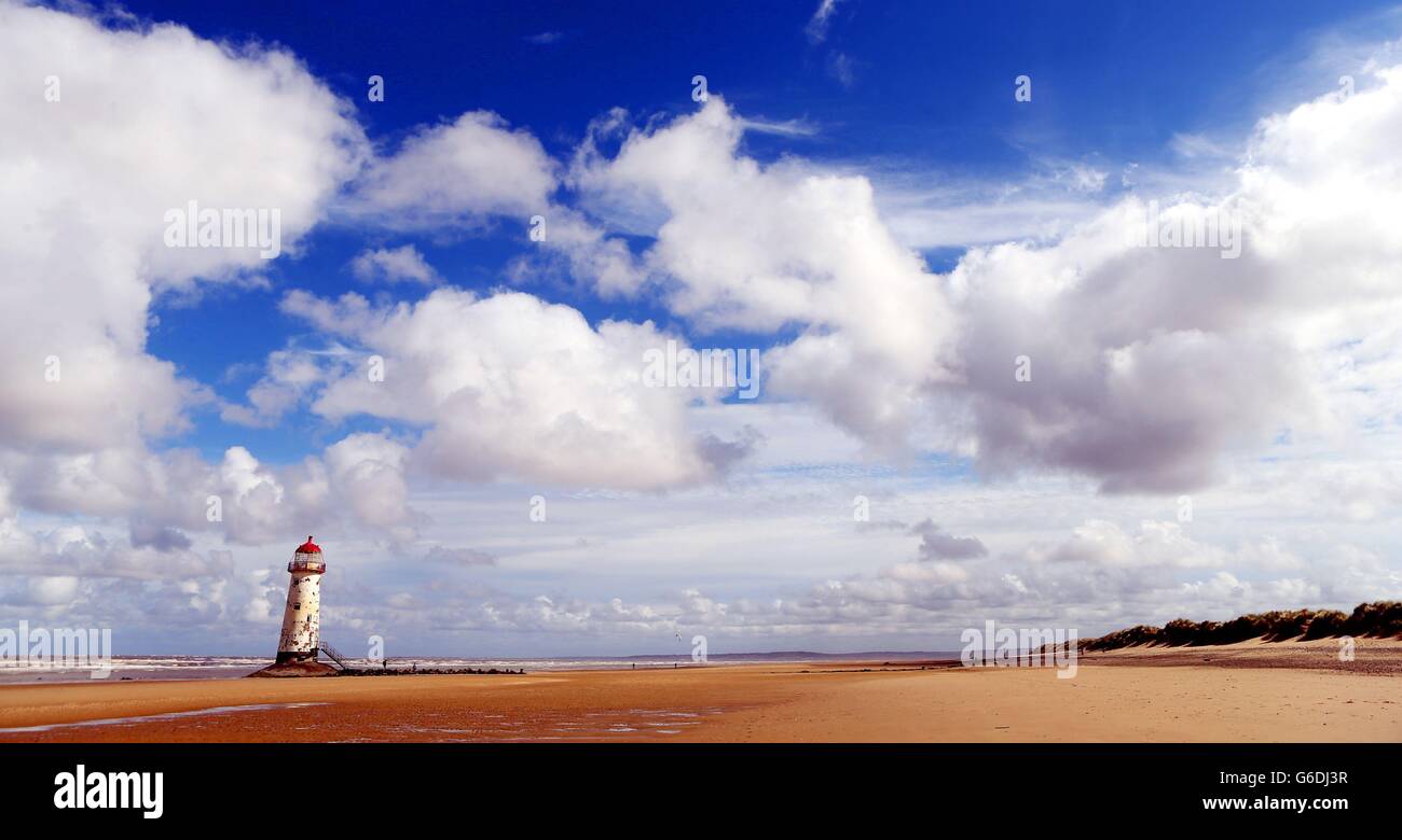 A general view of Talacre Lighthouse in Flintshire, North Wales Stock ...