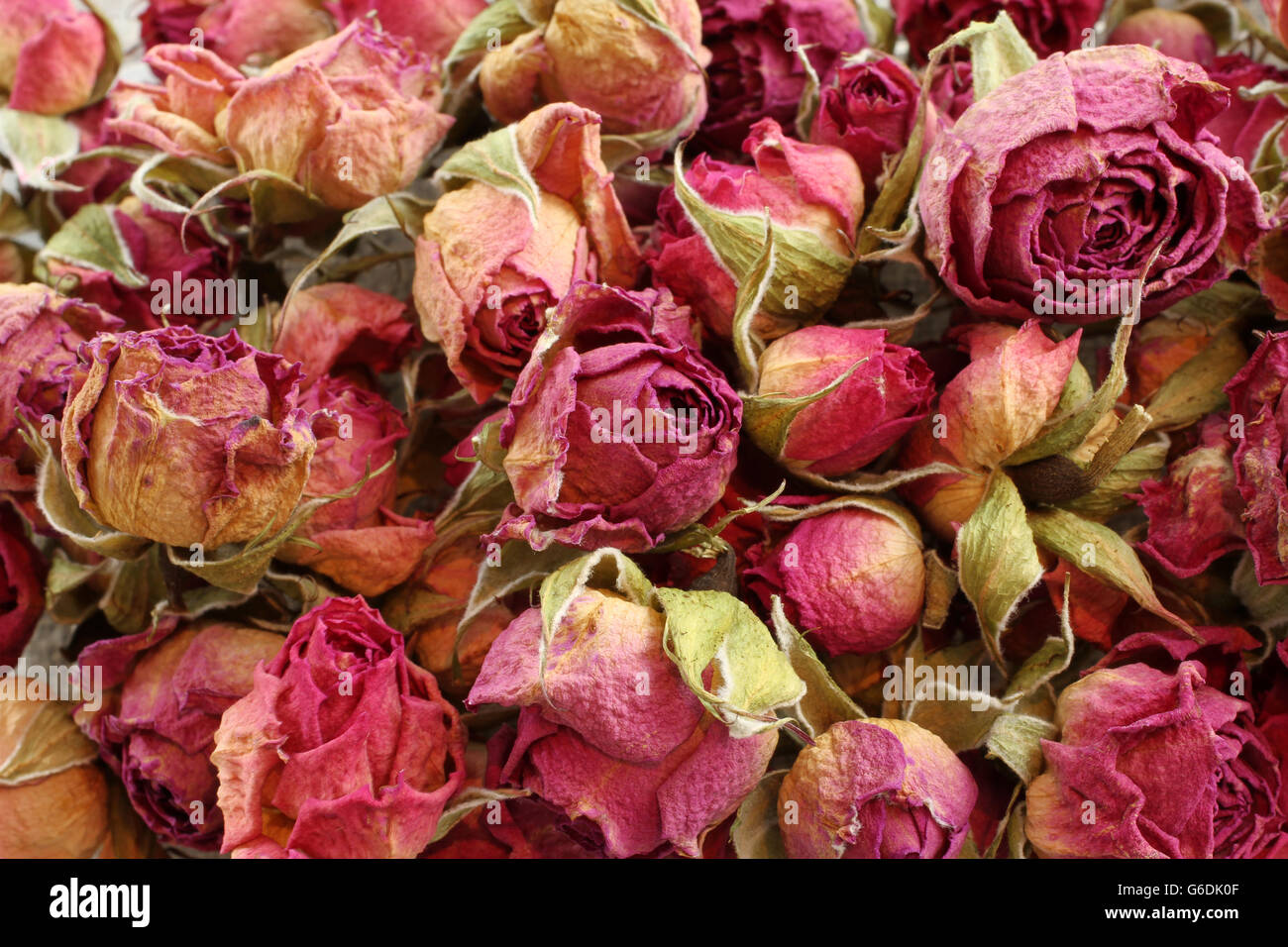 Food background - dry pink rose heaps Stock Photo - Alamy