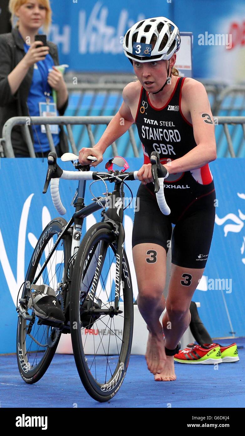 Great Britain's Non Stanford who won the Triathlon Grand Elite Woman ...
