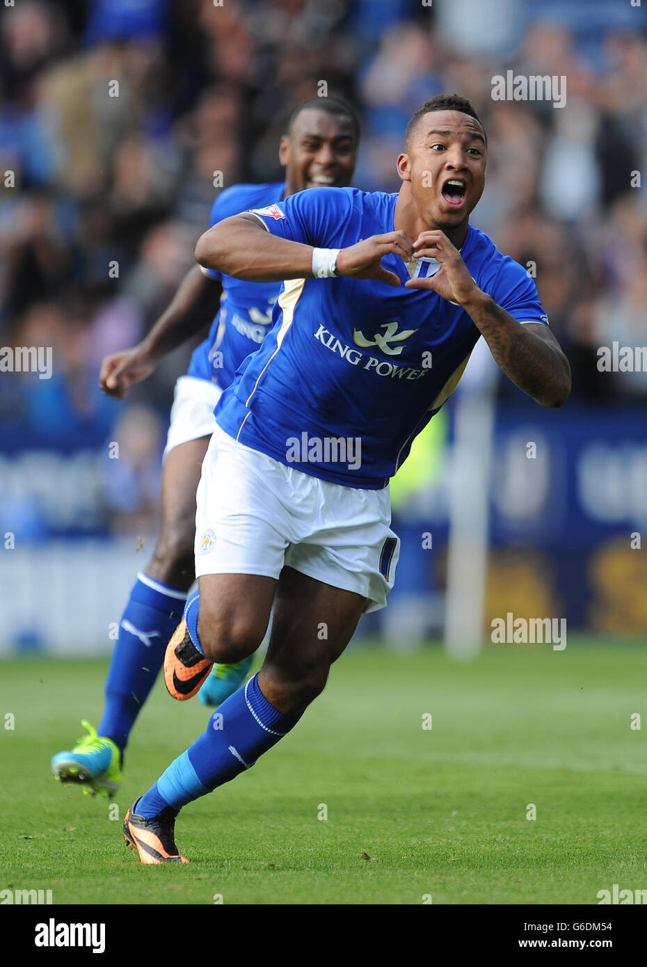 Leicester City's Liam Moore celebrates scoring the opening goal Stock ...