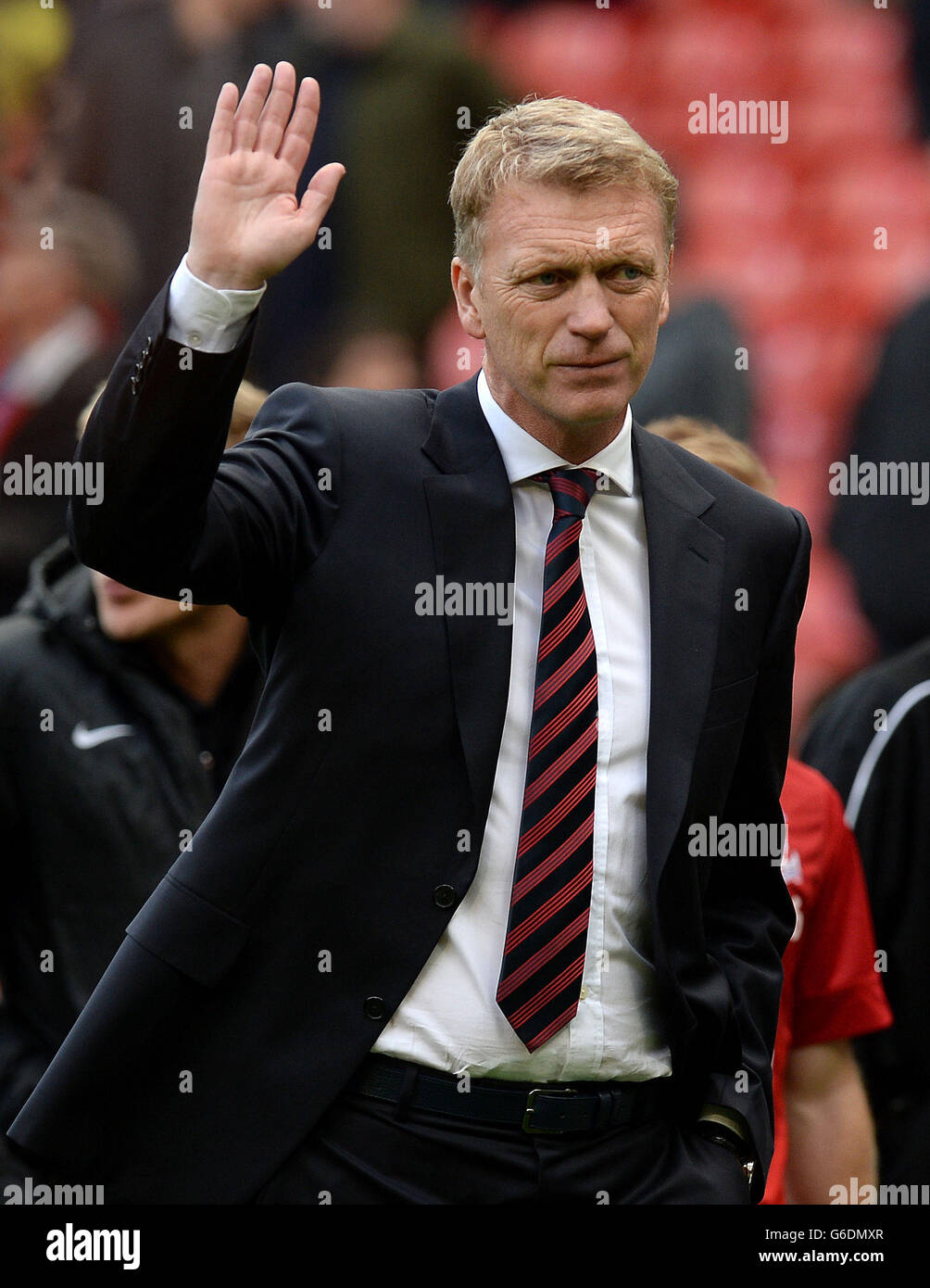 Manchester United manager David Moyes leaves the pitch after his teams ...