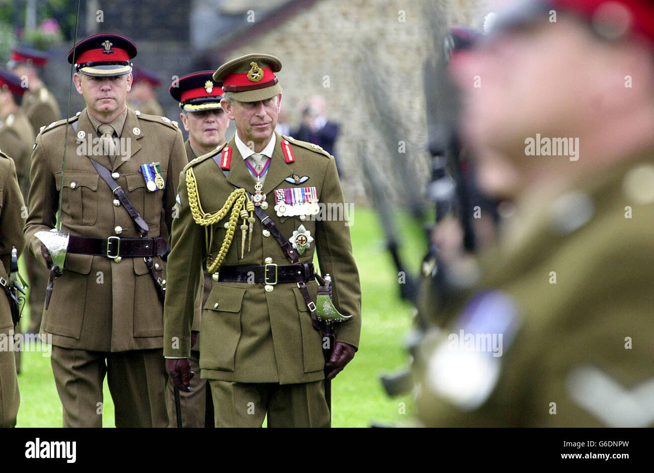 The Prince of Wales reviews the troops during the Royal Welsh Regiment ...