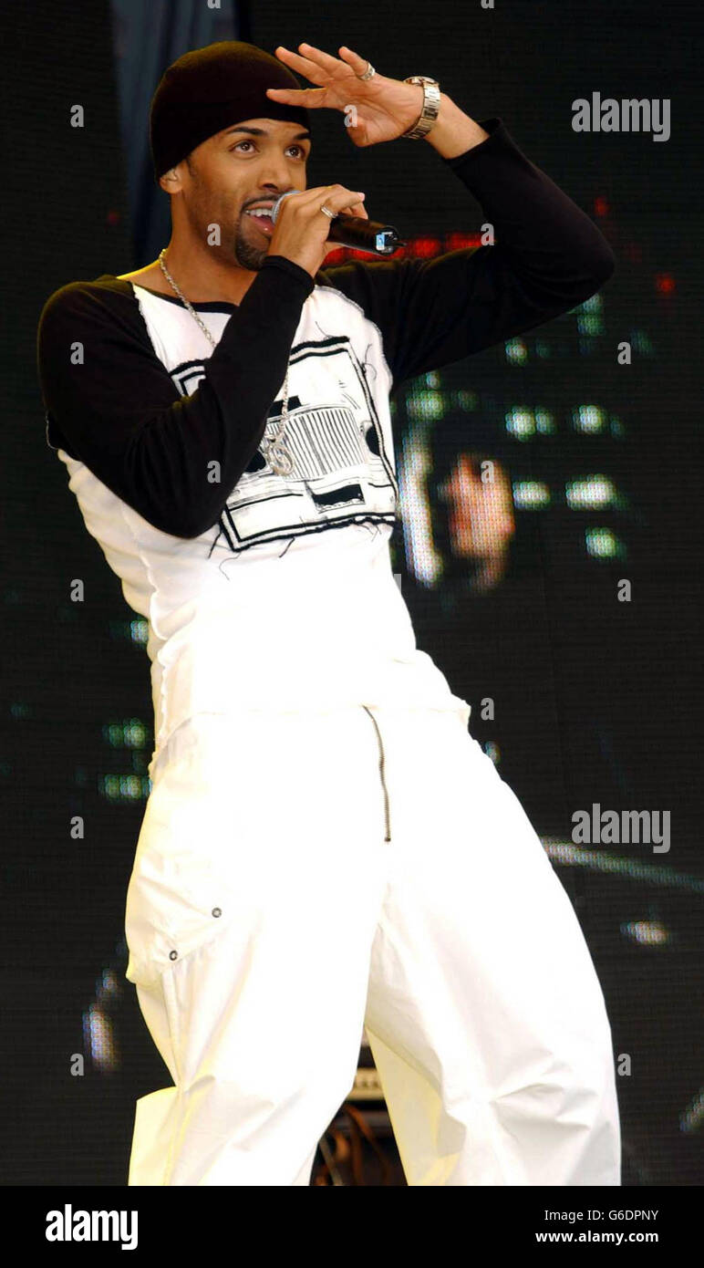 Craig David performing on stage at the Capital Radio Party in the Park ...