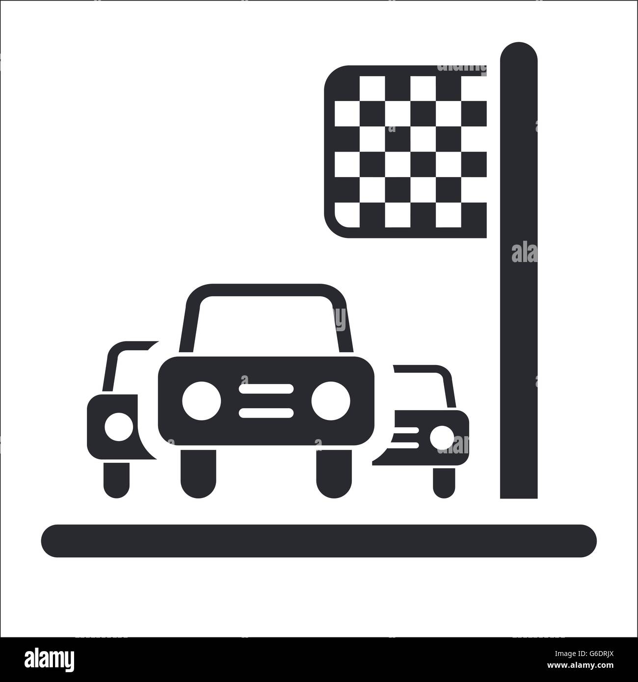 Vector illustration of single isolated race car arrival icon Stock ...