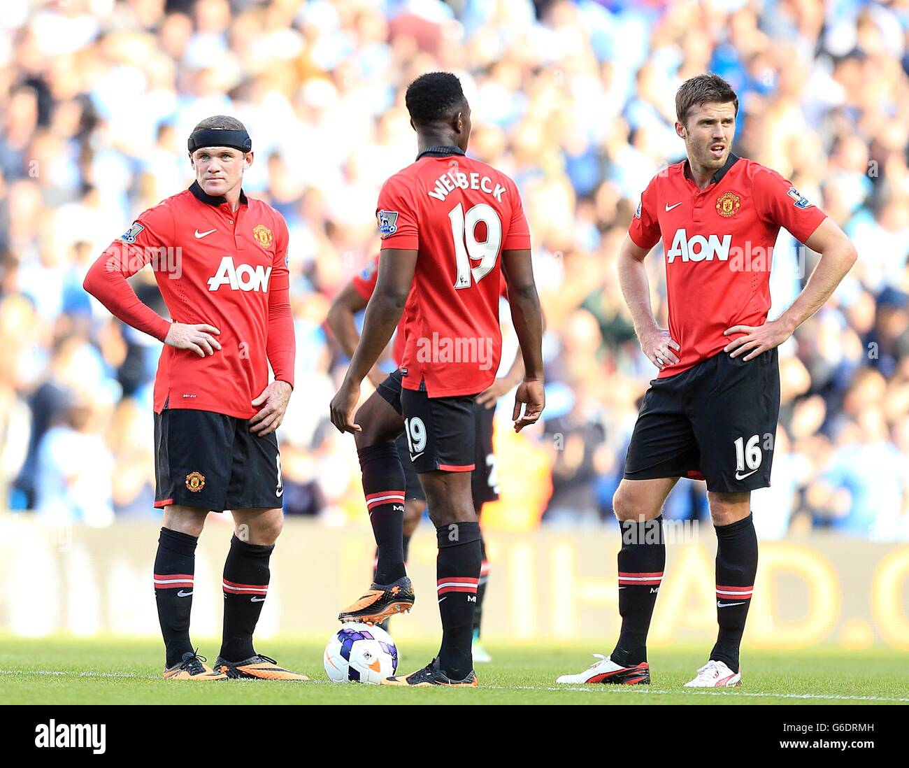 Manchester United's Wayne Rooney (left), Danny Welbeck (centre) and ...