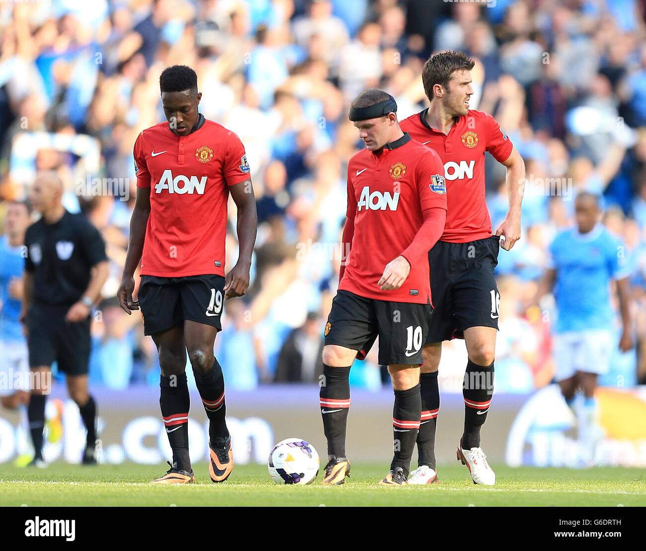 Manchester United's Danny Welbeck (left), Wayne Rooney (centre) and ...
