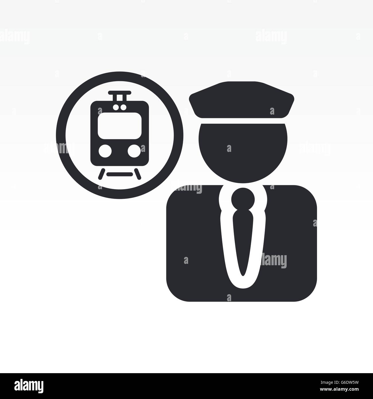 Vector illustration of single isolated train conductor icon Stock ...