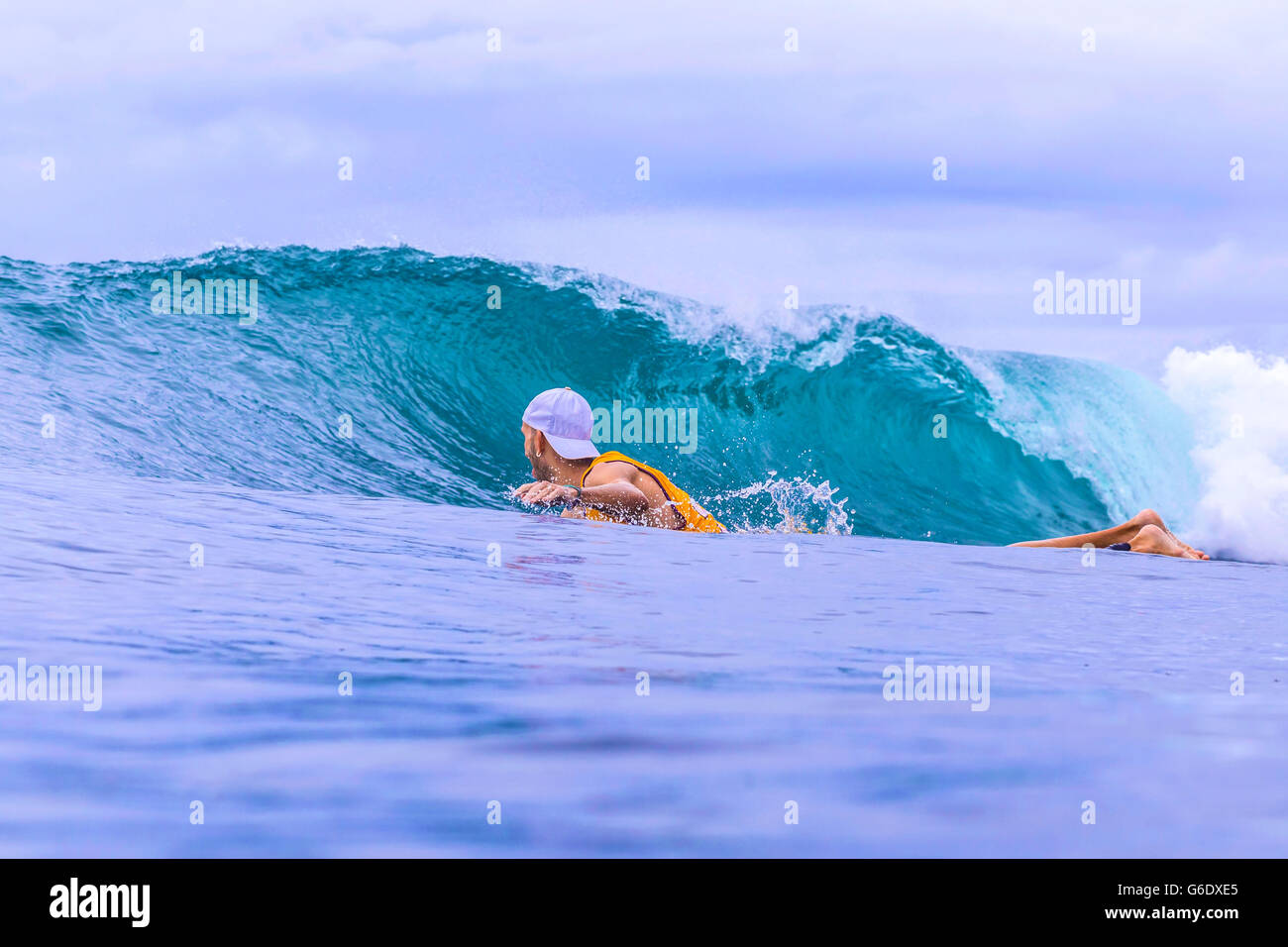 Surfer on a wave Stock Photo - Alamy