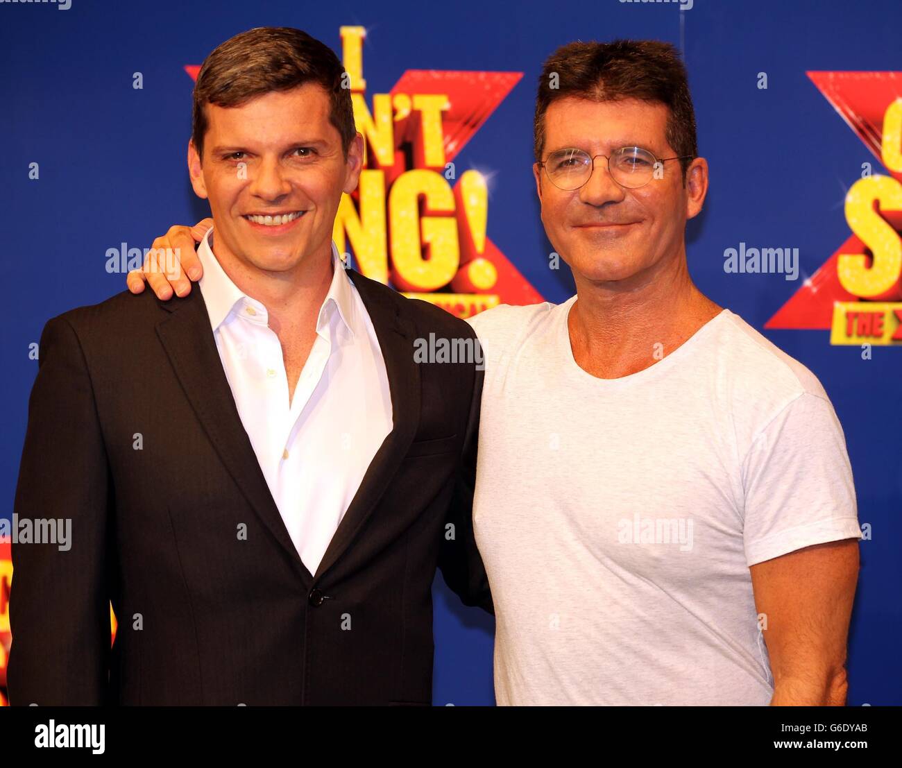Nigel Harman who plays Simon Cowell and Simon Cowell at a photo-call at ...