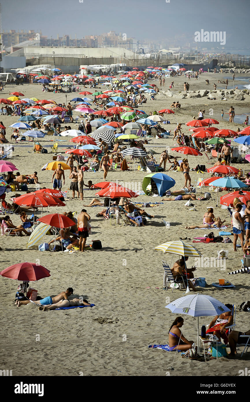 A general view of people on the Eastern Beach Gibraltar Stock Photo - Alamy