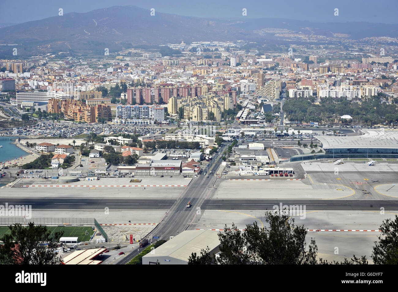 A general view of the Gibraltar and Spanish border with the Gibraltar ...
