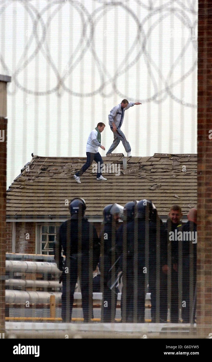 Prisoners hold a rooftop protest at Wealstun prison, West Yorkshire ...