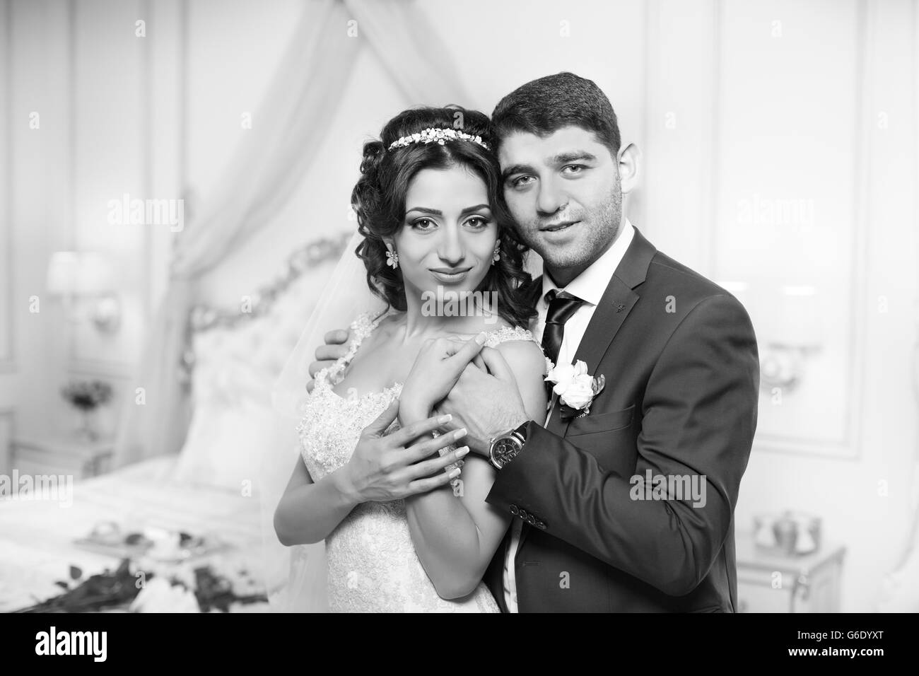 Wedding day attractive stylish Black and White Stock Photos & Images ...
