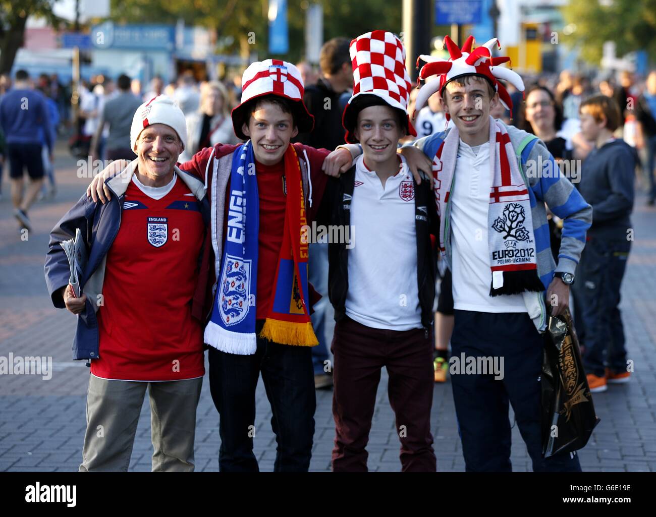 England fans pose for a photograph outside Wembley Stadium Stock Photo ...