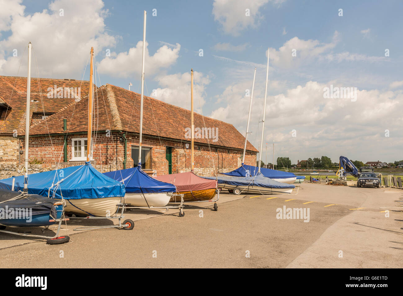 Bosham Quay on a warm summers day, Bosham, West Sussex, England, UK ...