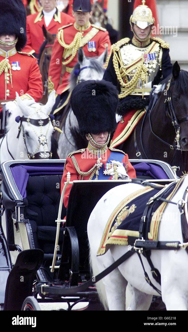 The Duke of Edinburgh, the Colonel of the Grenadier Guards, leaves ...
