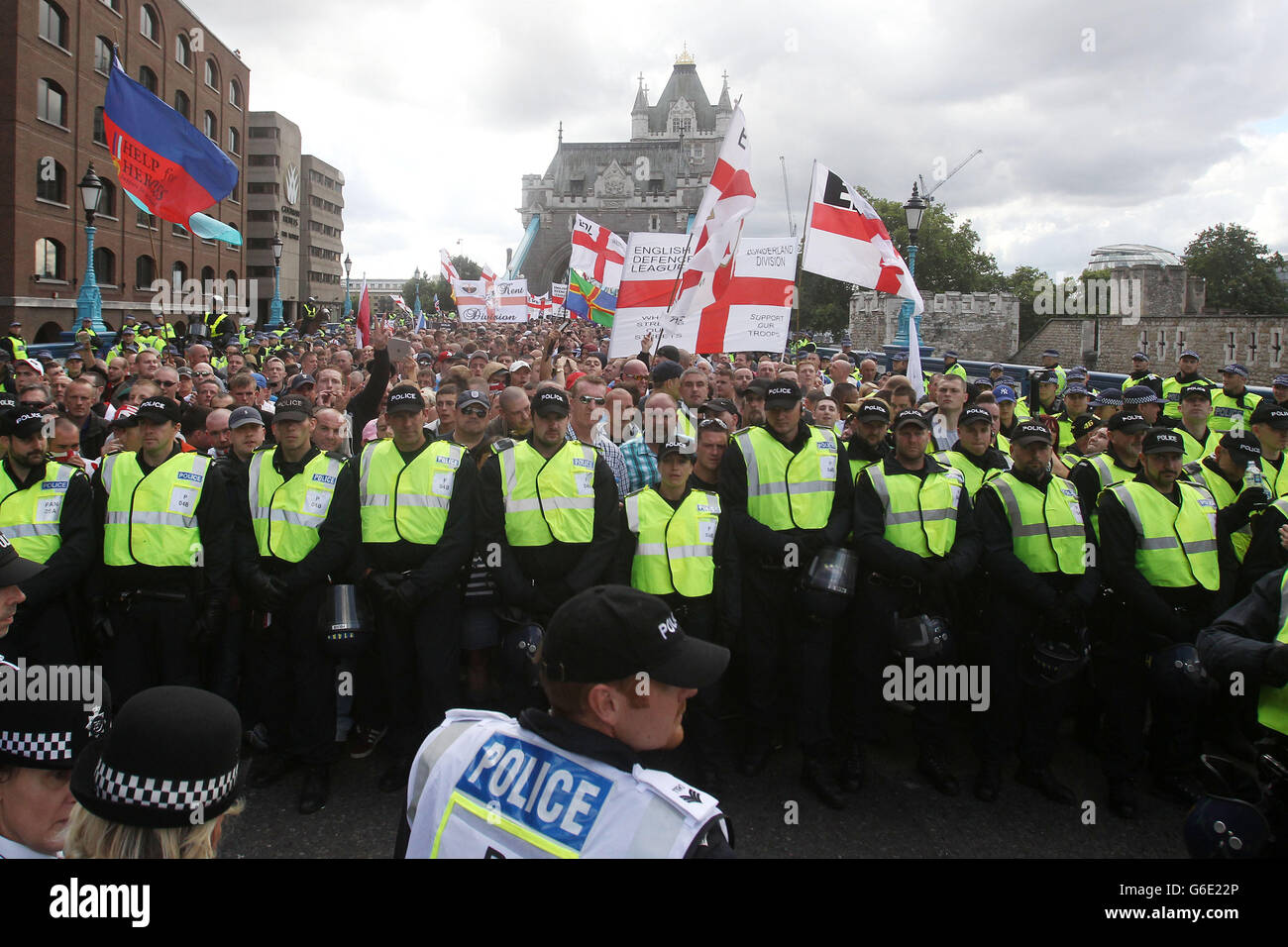 English defence league edl march in east london hi-res stock ...