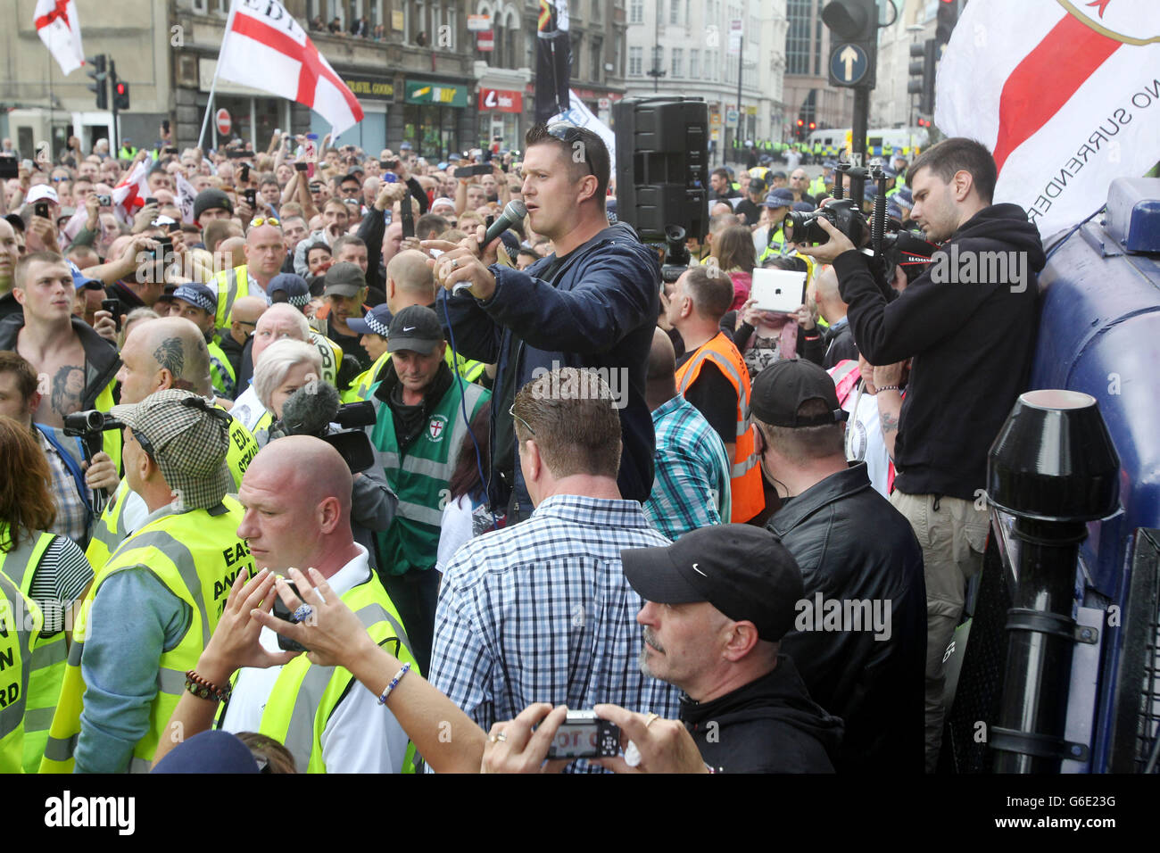 English defence league edl march in east london hi-res stock ...