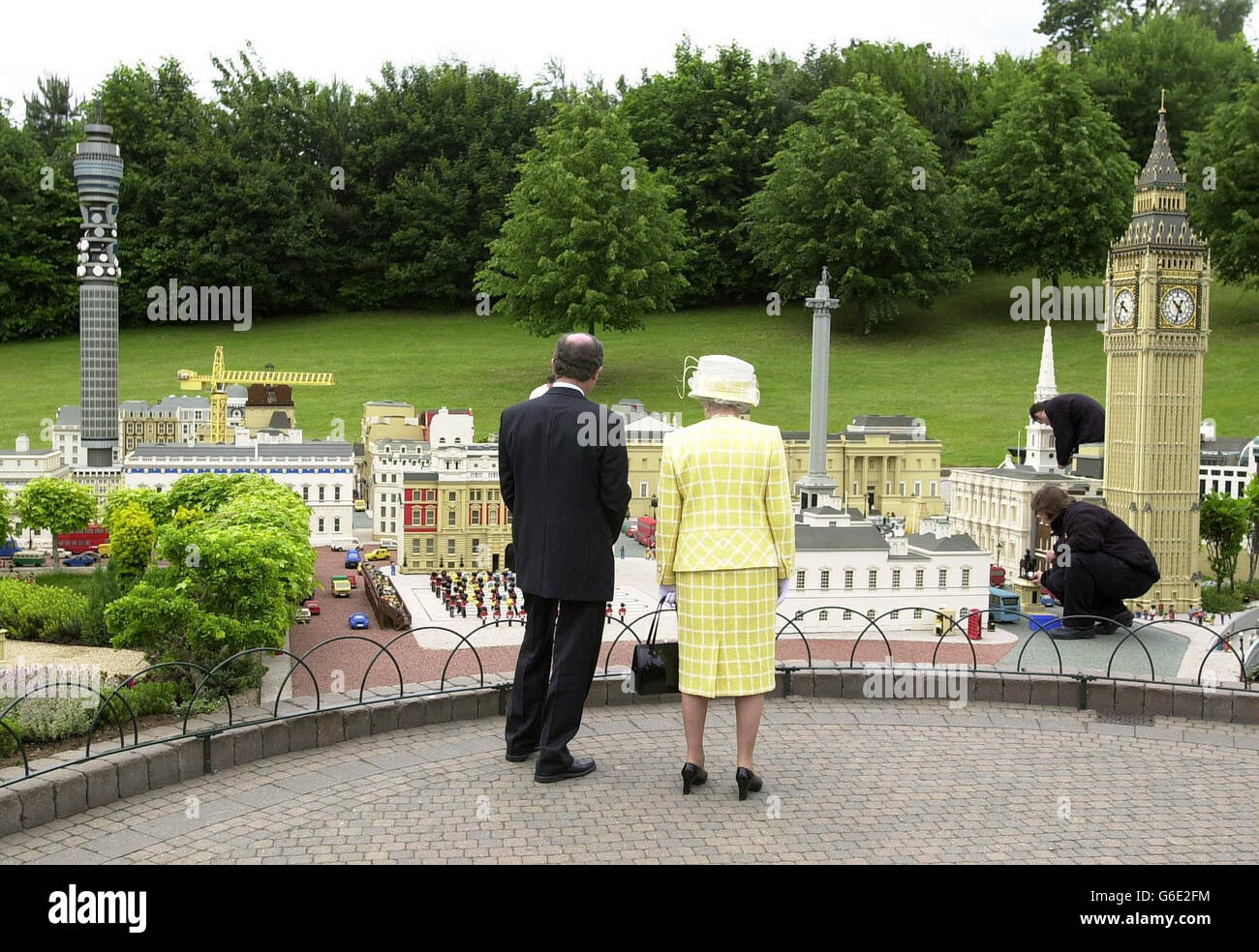 Queen Elizabeth II is shown the lego models of famous London landmarks ...
