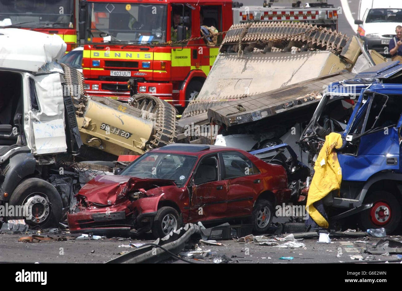 The scene on the M1 where four people were killed in a massive motorway ...
