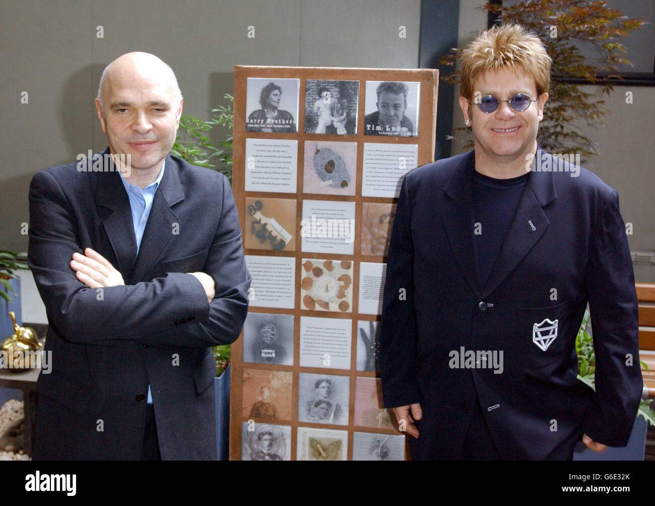 Anthony Minghella (L) and Sir Elton John pose for the media during a ...