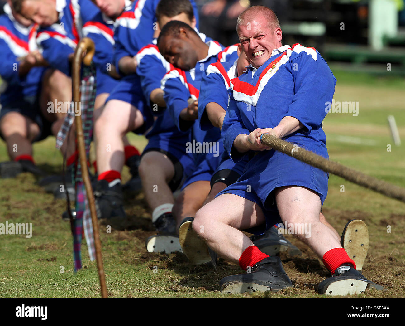 A tug war team pulls braemar gathering in braemar hi-res stock ...