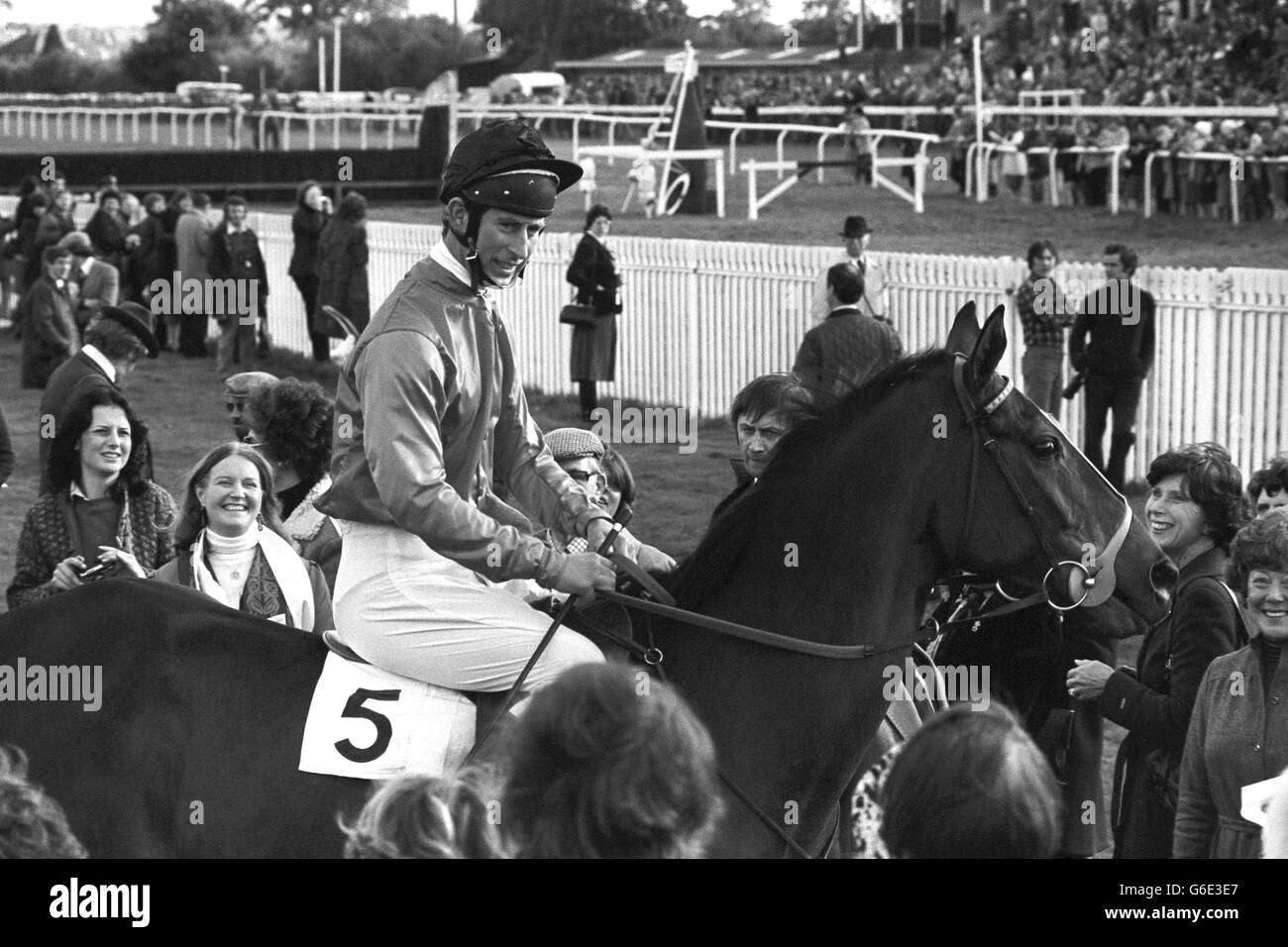 Prince Charles riding his 10-year-old Irish chaser Allibar at Ludlow ...