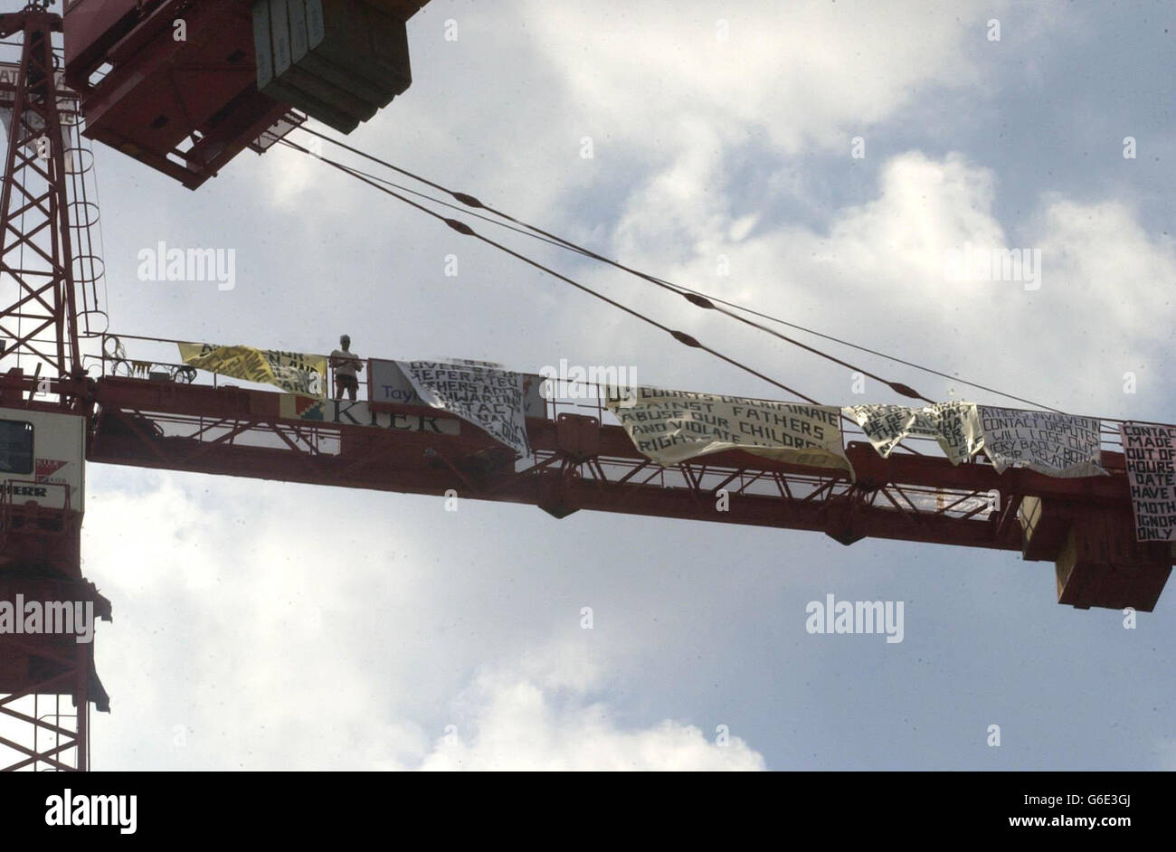 David Chick as he stages a protest on a 64-metre crane over looking ...