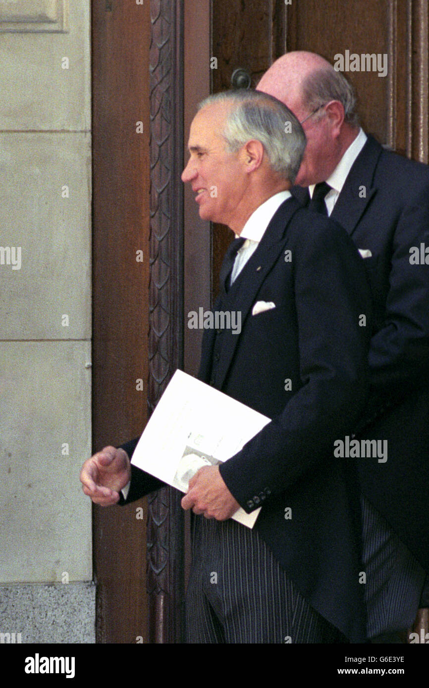 Hugh van Cutsem, close friend of Prince Charles, attending the funeral ...