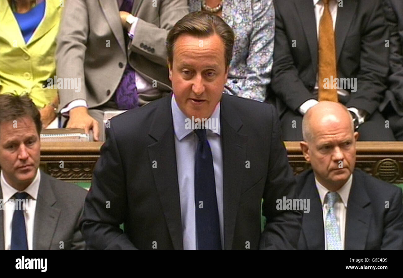 Prime Minister David Cameron speaks during Prime Minister's Questions ...