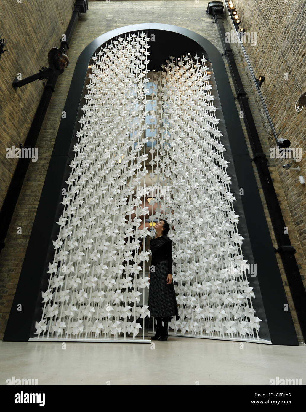 Designer Najla El Zein with her work 'Wind Portal' on display for the ...