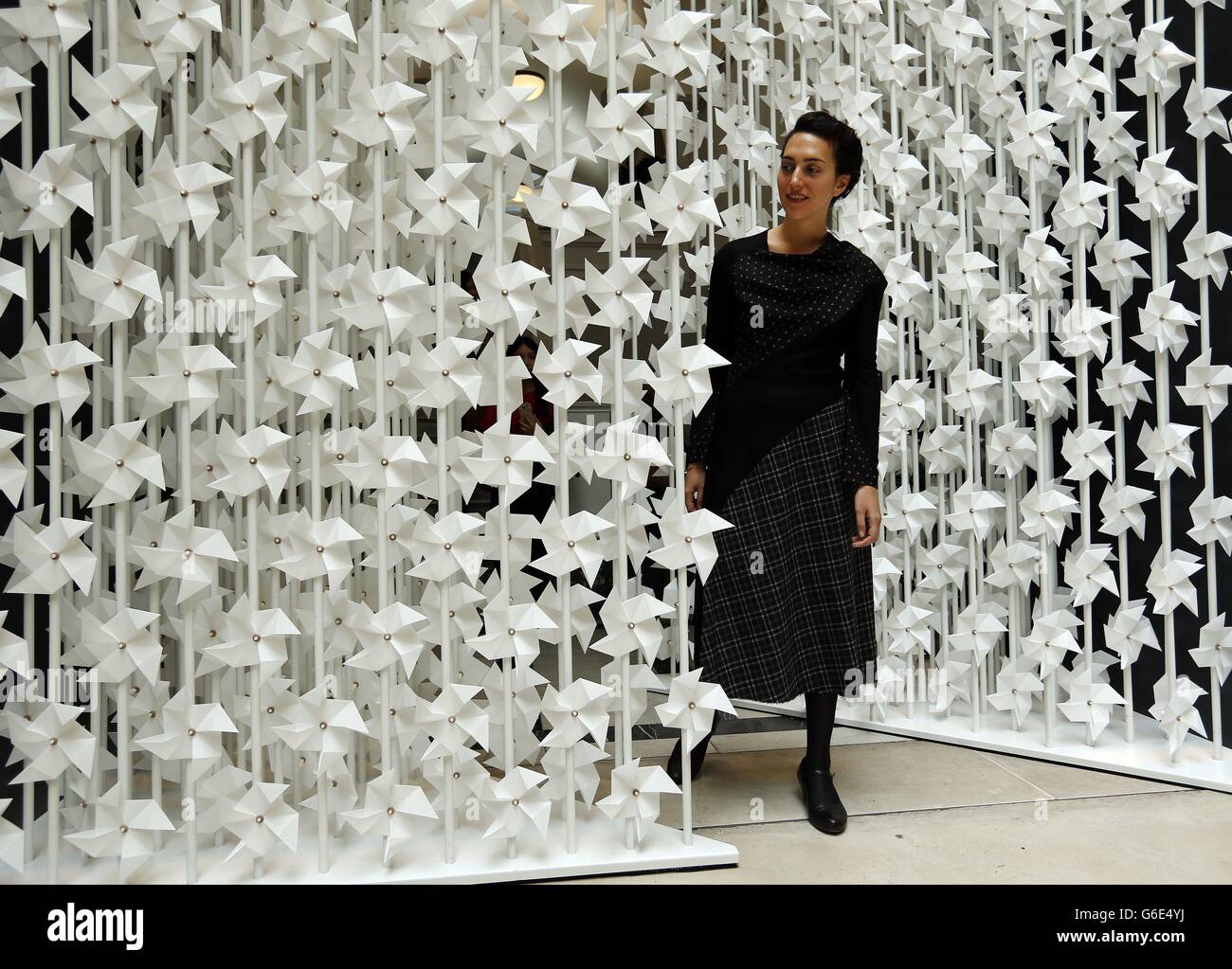 Designer Najla El Zein with her work 'Wind Portal' on display for the ...