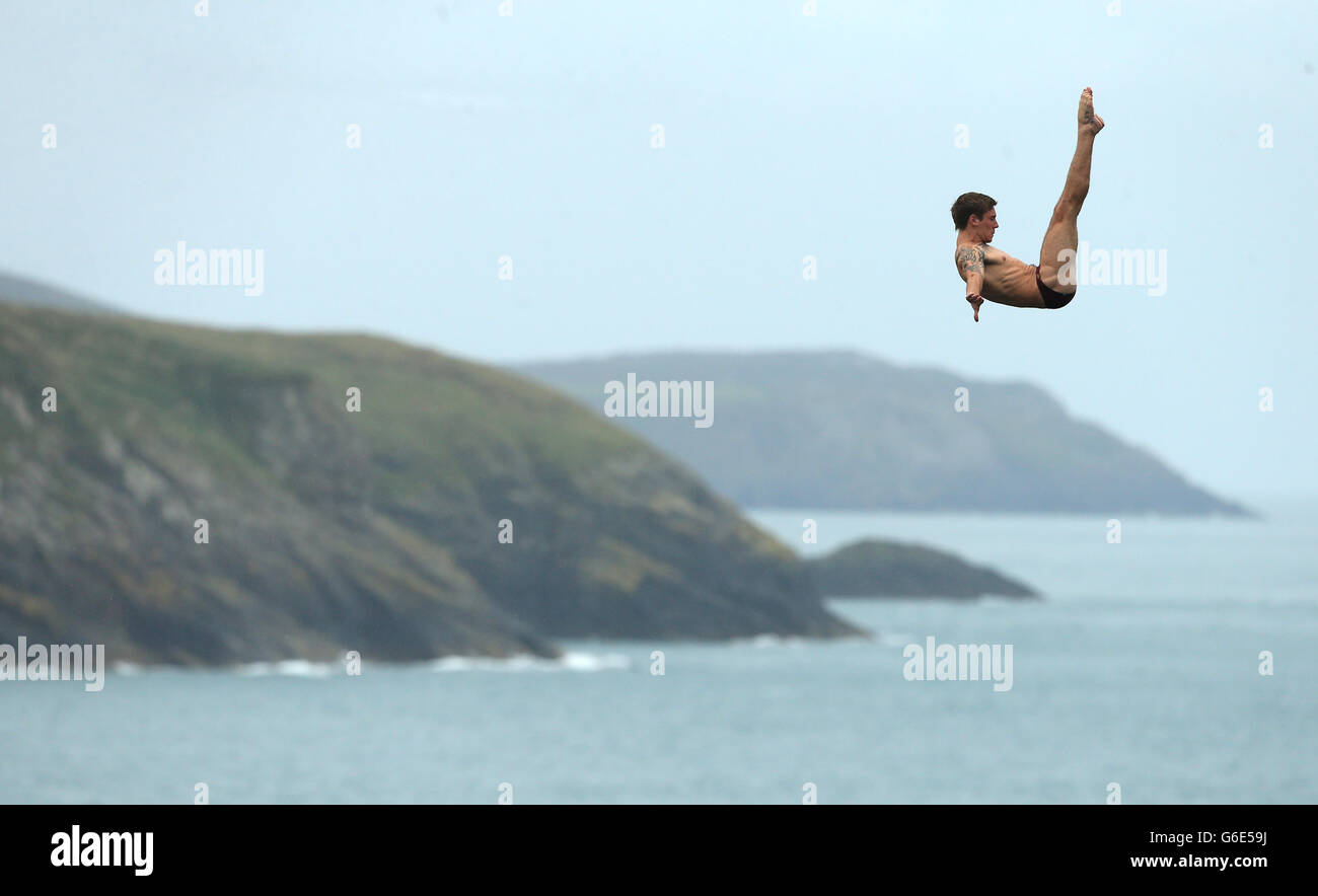 Red bull cliff diving 2013 world series wales hi-res stock photography ...